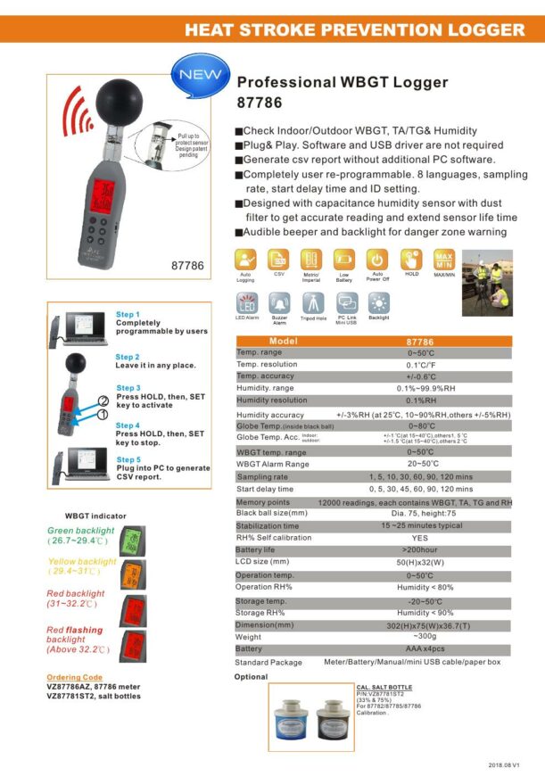 WBGT Heat Stress Meter & Data Logger (AZ87786)