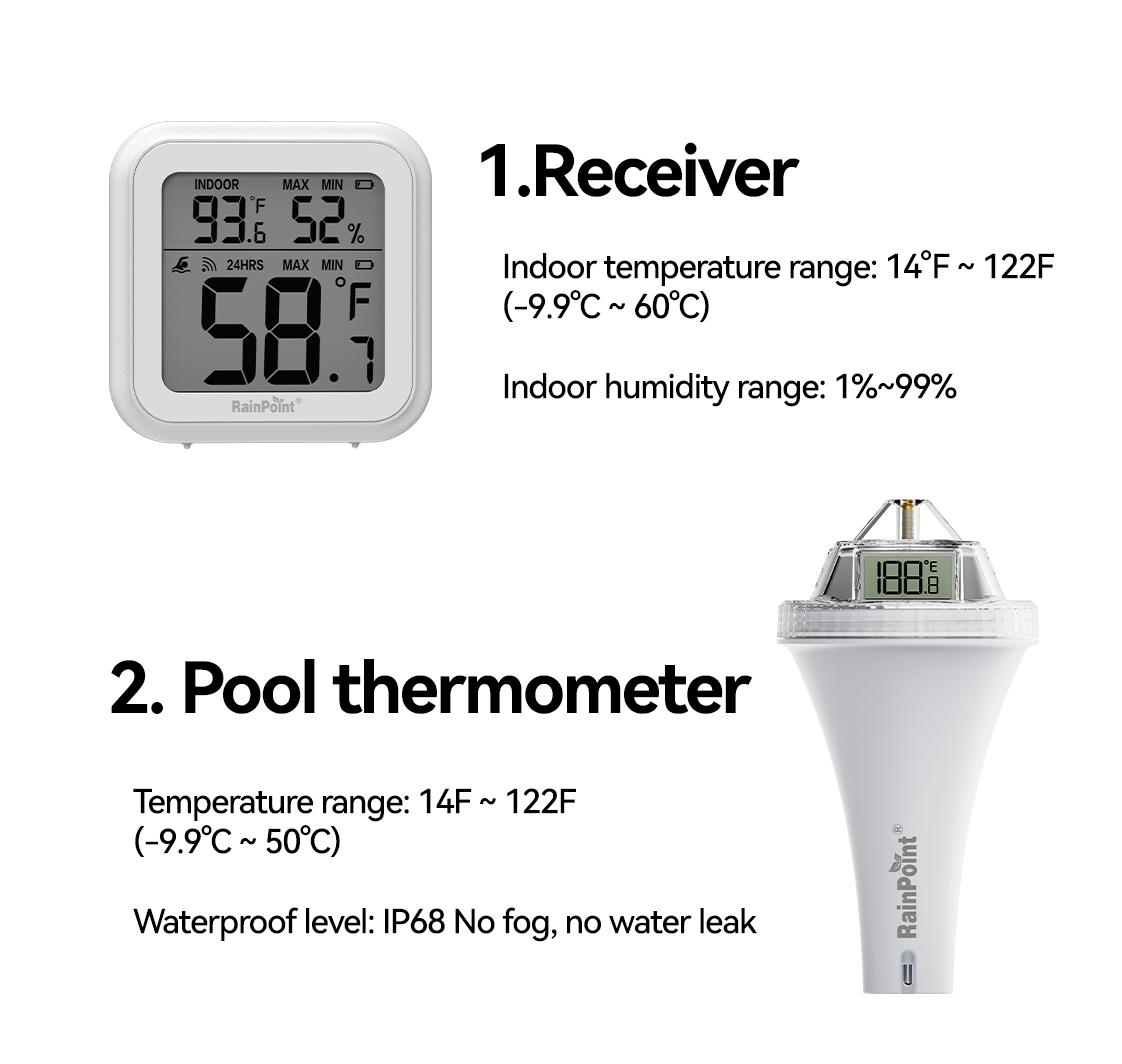 RainPoint Smart Wi-Fi Pool Thermometer Display Screen + Hub
